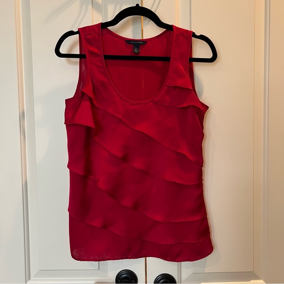 Tommy Hilfiger | Tops | Tommy Hilfiger Red Satin Ruffle Tank S | Poshmark